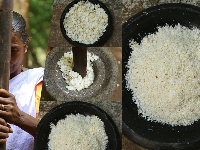 Snack with sun dried tapioca powder – Village Cooking